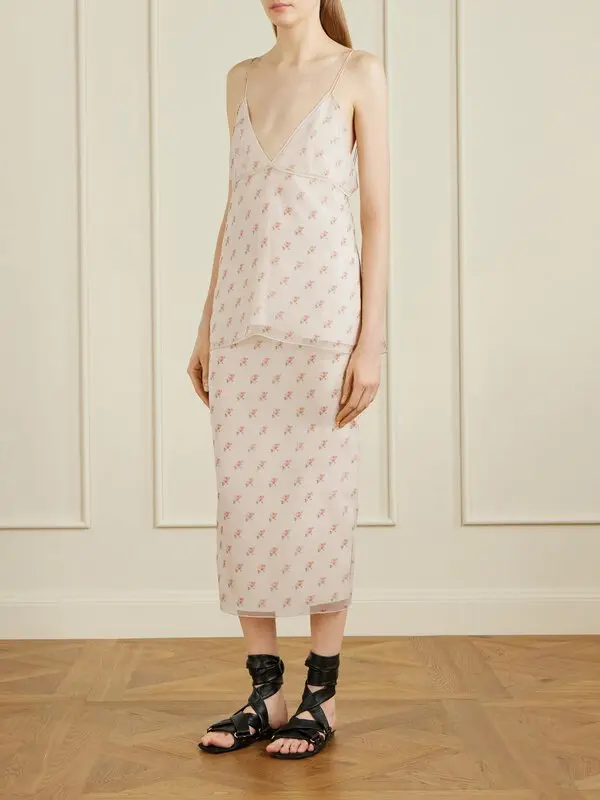 Khaite Floral-print Silk-organza Camisole