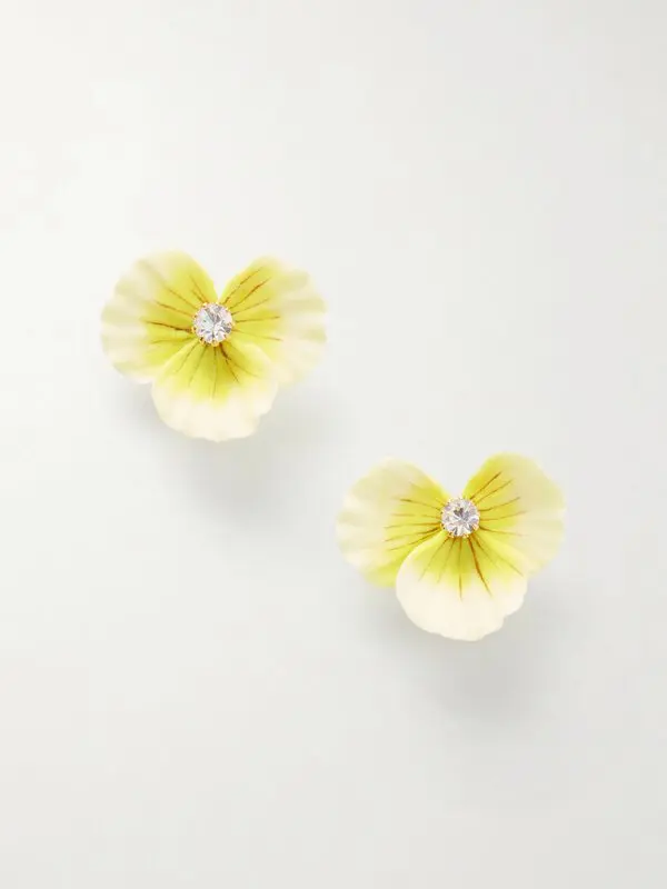 JENNIFER BEHR Aleah Crystal Pansy Earrings - Yellow