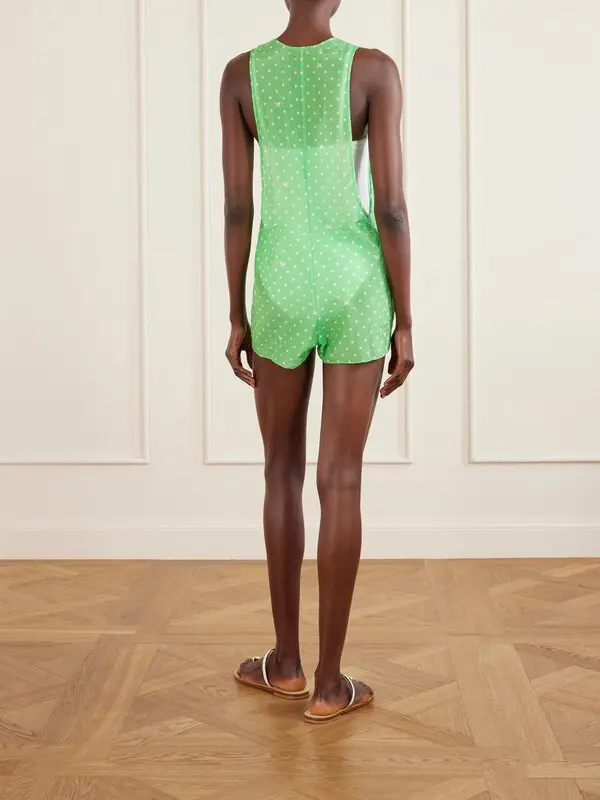Kiki De Montparnasse Polka-dot Cotton And Silk-blend Romper Cover-up