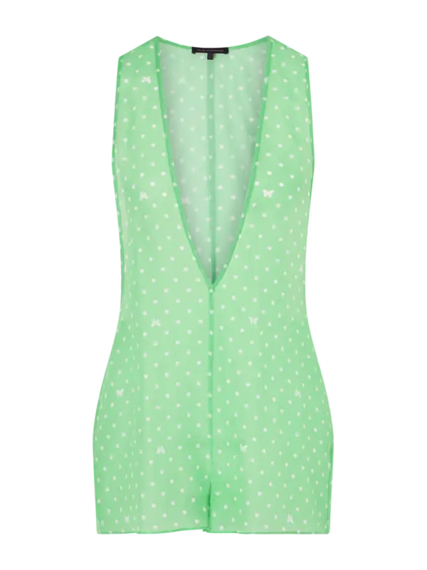 Kiki De Montparnasse Polka-dot Cotton And Silk-blend Romper Cover-up - Green