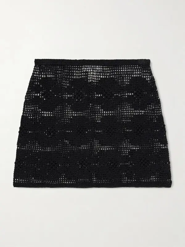 Calle Del Mar Daisy Chain Crocheted Mini Skirt - Black