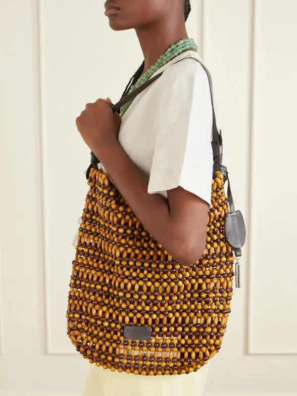 Staud Drift Beaded Shoulder Bag - Brown