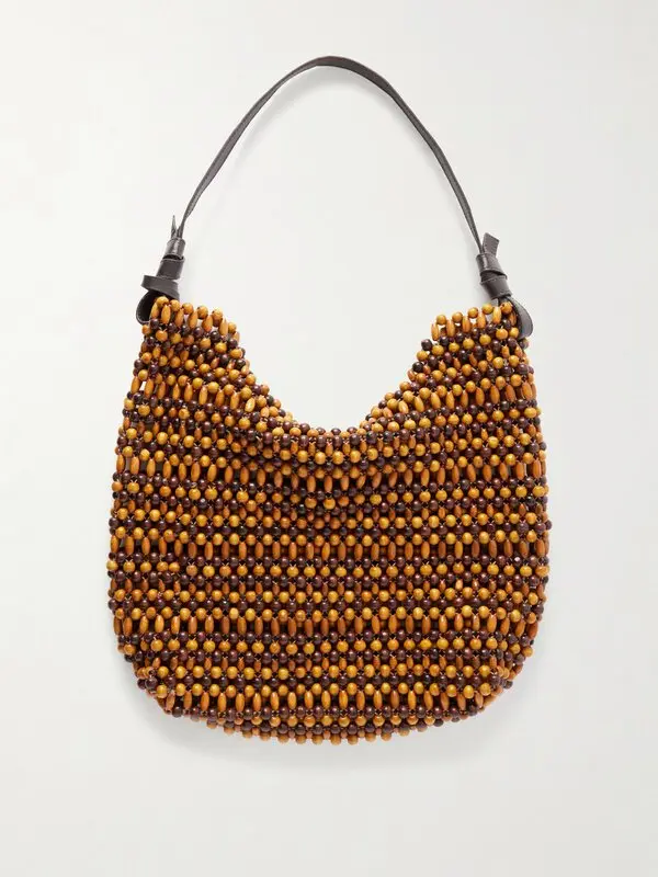 Staud Drift Beaded Shoulder Bag - Brown