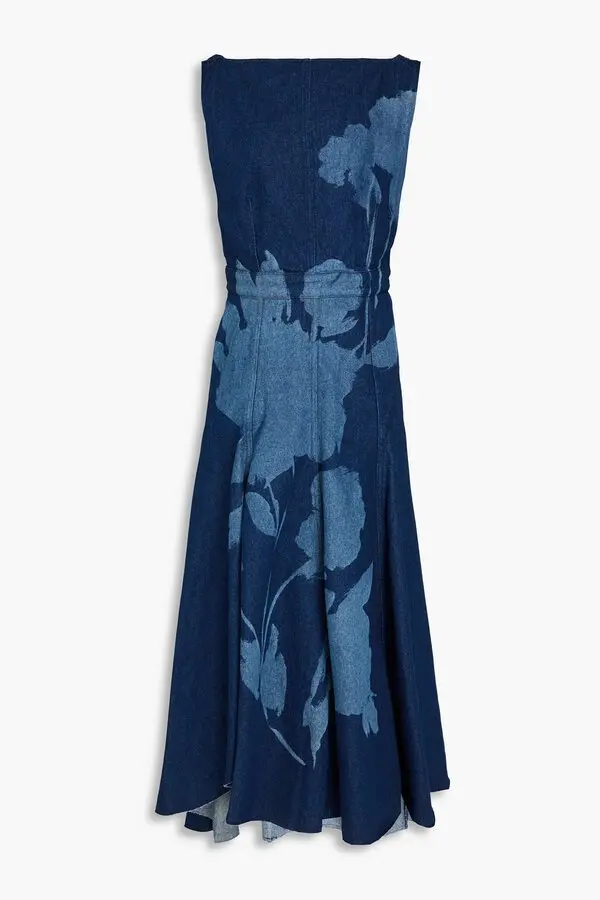 Erdem Violetta Floral-print Denim Maxi Dress - Dark Denim
