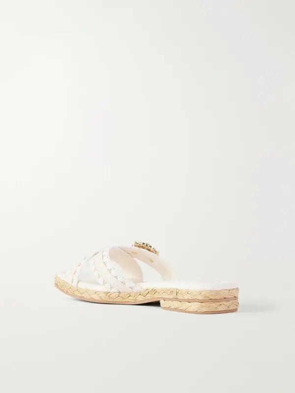 ROGER VIVIER Strass Crystal-embellished Raffia Slides