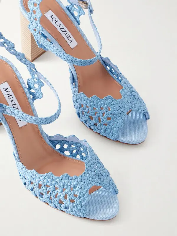 AQUAZZURA Bossa Nova 85 Raffia Sandals - Blue