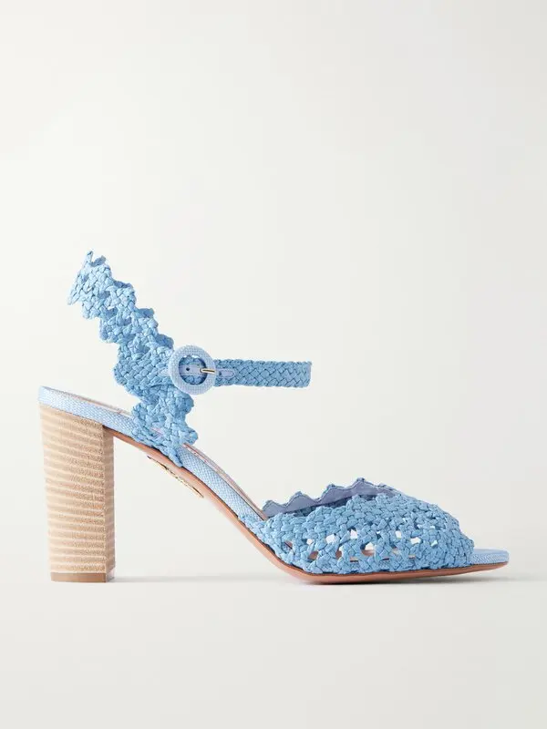AQUAZZURA Bossa Nova 85 Raffia Sandals - Blue
