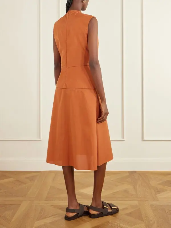 Marni Gathered Cotton-poplin Midi Dress
