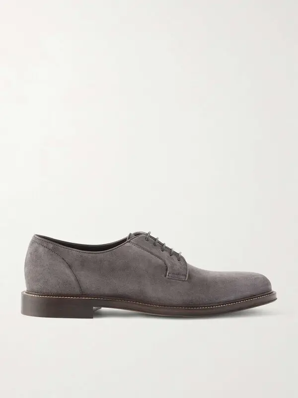 Brunello Cucinelli Suede Derby Shoes - Dark Gray