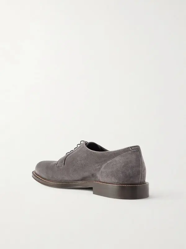 Brunello Cucinelli Suede Derby Shoes - Gray