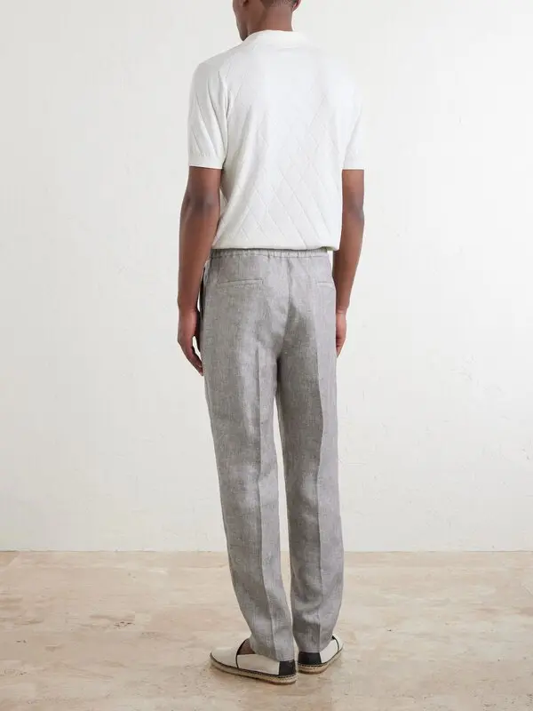 Brunello Cucinelli Straight-leg Hemp And Linen-blend Twill Trousers - Gray