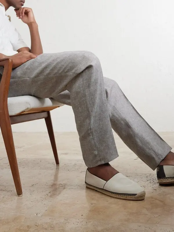 Brunello Cucinelli Straight-leg Hemp And Linen-blend Twill Trousers - Gray