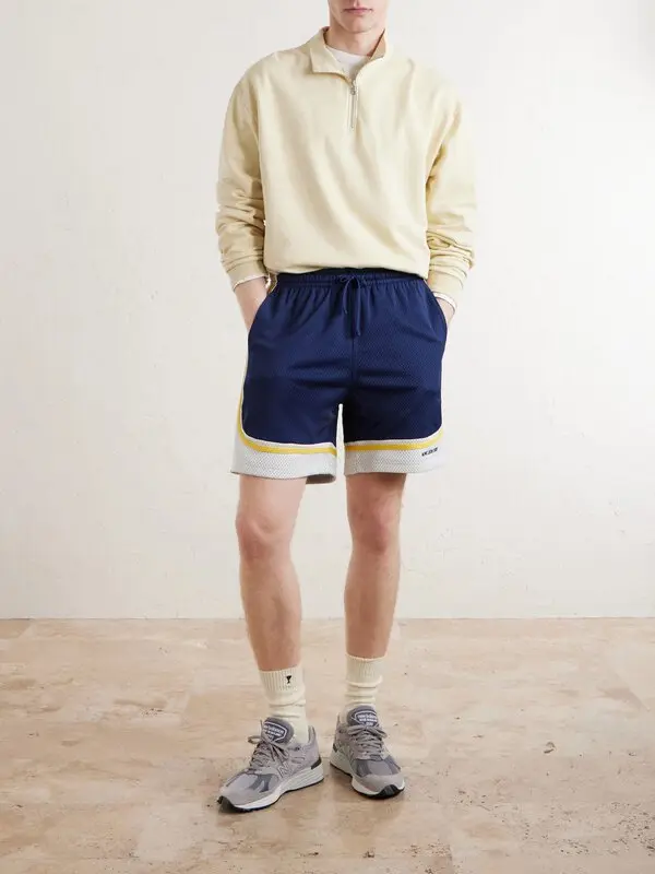 Aimé Leon Dore Logo-embroidered Mesh Drawstring Shorts - Blue