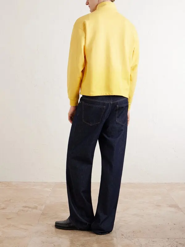 Aimé Leon Dore Cotton-jersey Half-zip Sweatshirt With Logo Embroidery - Yellow