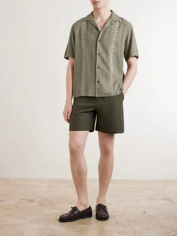 Aimé Leon Dore Embroidered Linen-blend Shirt