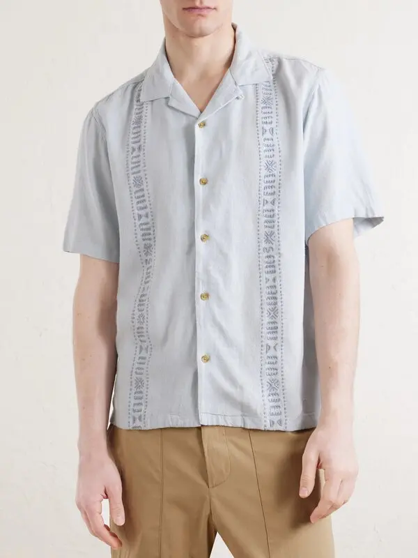 Aimé Leon Dore Embroidered Linen-blend Shirt
