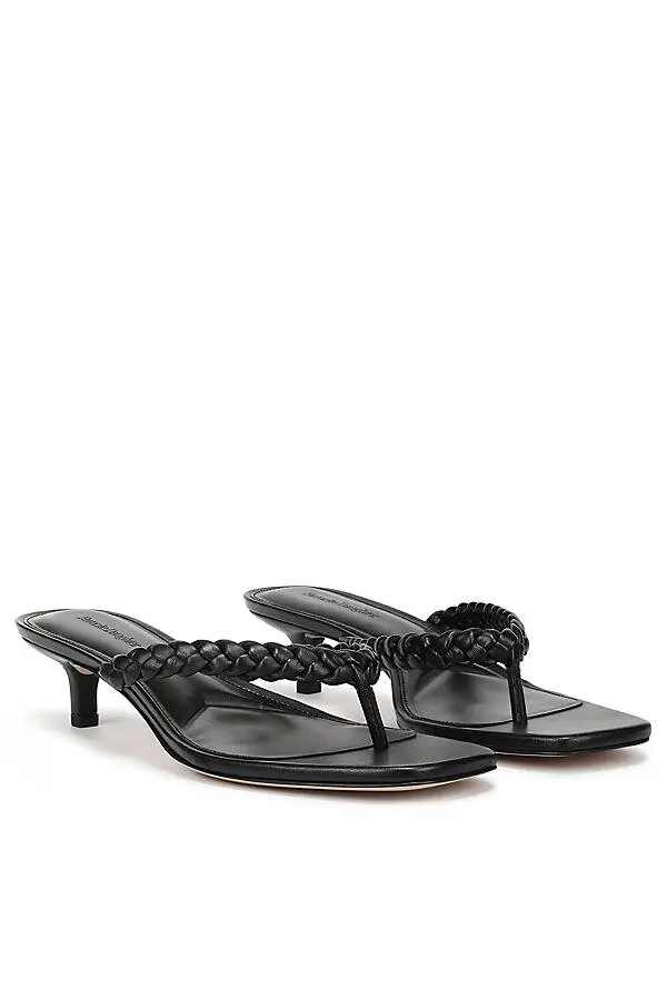 FAVORITE DAUGHTER Sutton Braided Thong Kitten Heel Sandals - Black