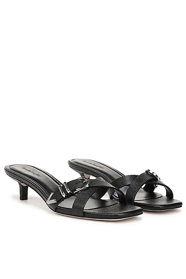 FAVORITE DAUGHTER Shiloh Buckle Kitten Heel Sandals - Black