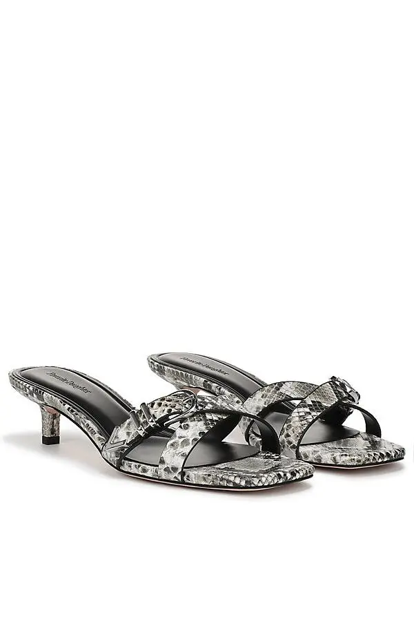 FAVORITE DAUGHTER Shiloh Buckle Kitten Heel Sandals - Snake