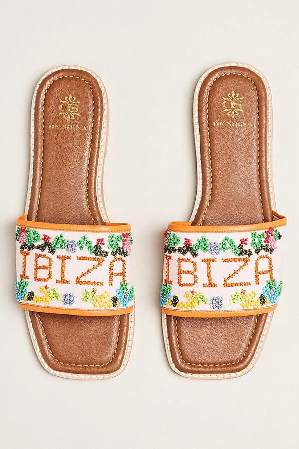 DE SIENA Embroidered Slide Sandals - Ibiza