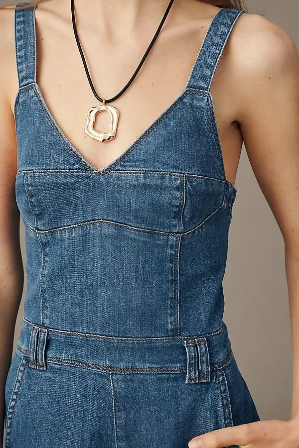 PILCRO Culotte Denim Jumpsuit