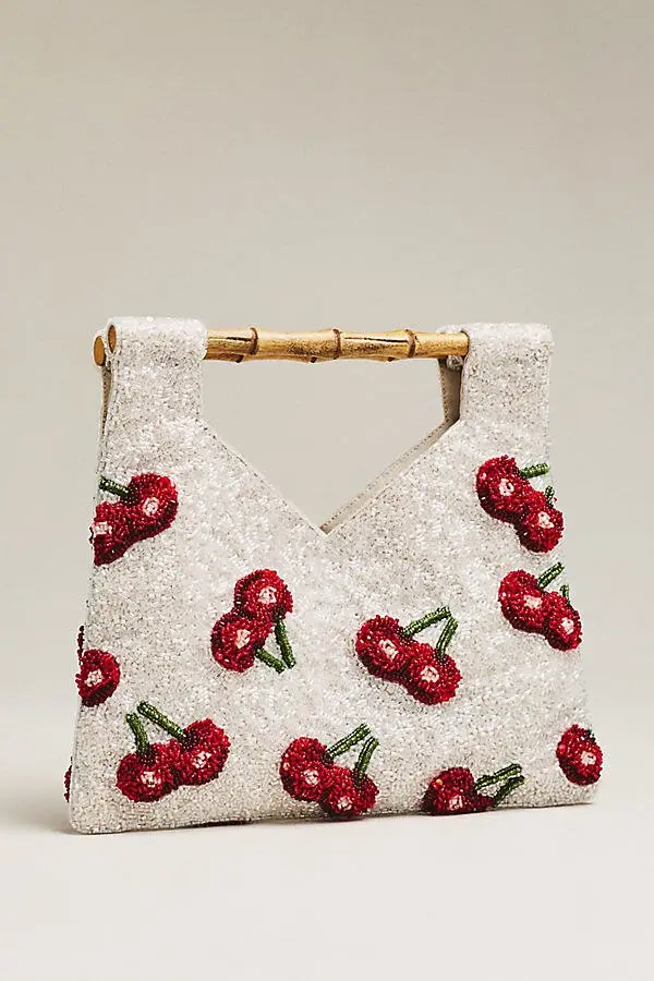 Maeve Beaded Bamboo Handbag - Cherries