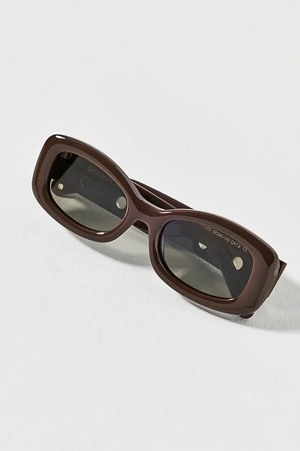 DAMSON MADDER Fay Eyelet Rectangle Sunglasses - Brown