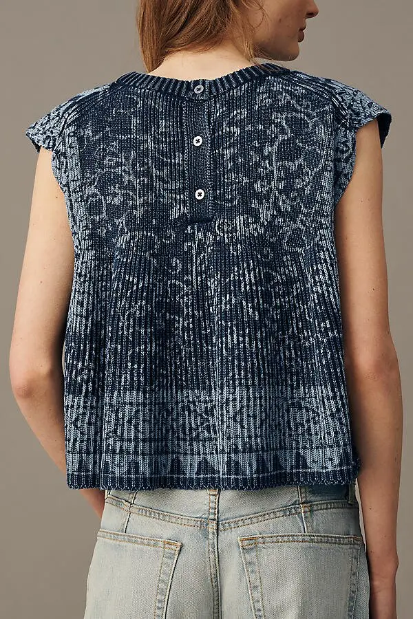 PILCRO Cotton Cap-sleeve Sweater Top