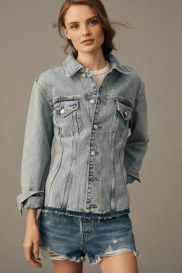 7 For All Mankind Cinched Denim Jacket - Light Denim