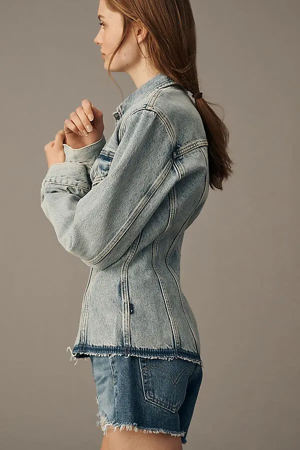 7 For All Mankind Cinched Denim Jacket - Light Denim