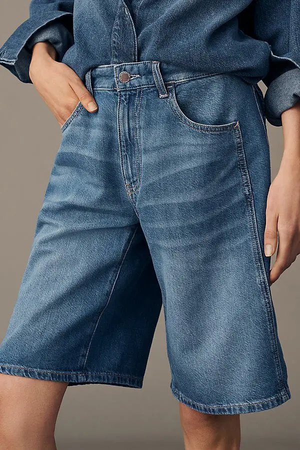 Ag Thalia Denim Long Shorts - Galaxy