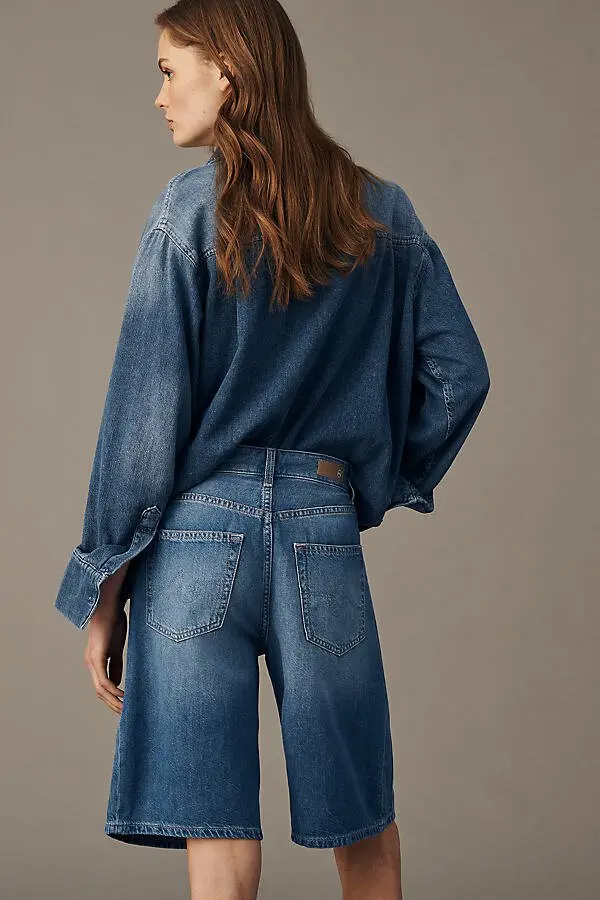 Ag Thalia Denim Long Shorts - Galaxy