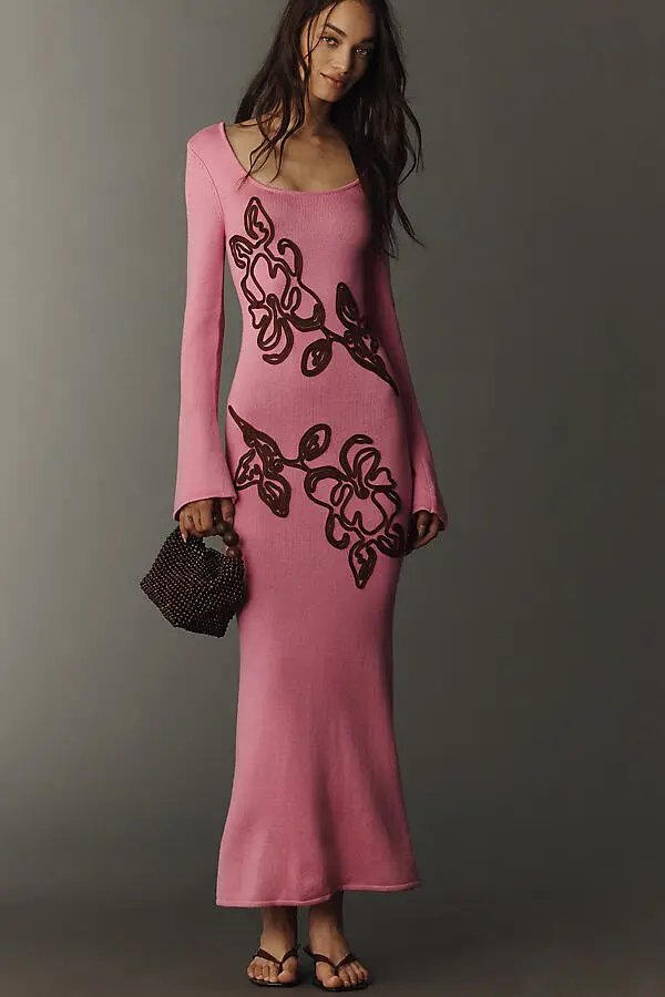THE WOLF GANG Keiko Long-sleeve Maxi Dress - Candy