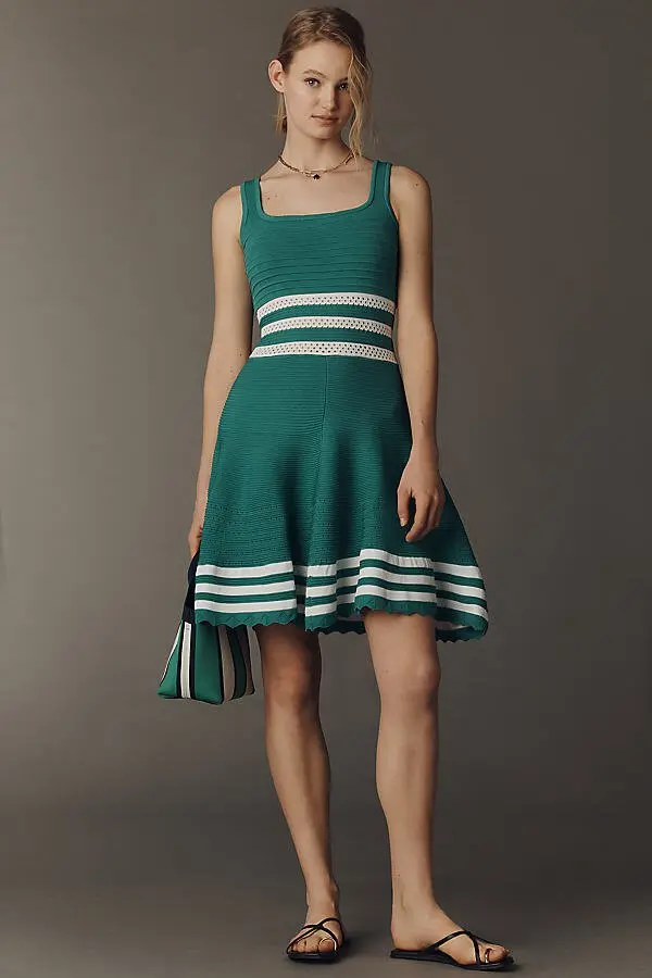 Maeve Sleeveless Square-neck A-line Sweater Dress - Green