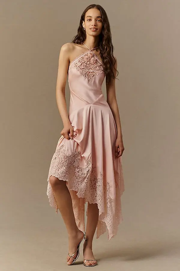 Mac Duggal Bow Maxi Slip Dress - Pink