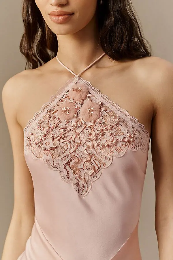 Mac Duggal Embellished Halterneck Maxi Slip Dress