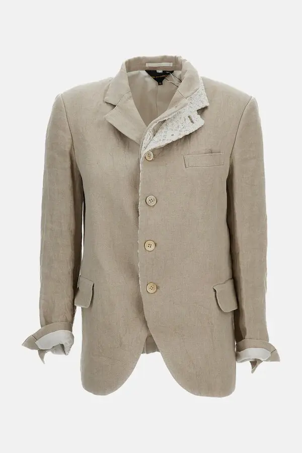 Comme Des Garçons Single-breasted Linen Blazer - Beige