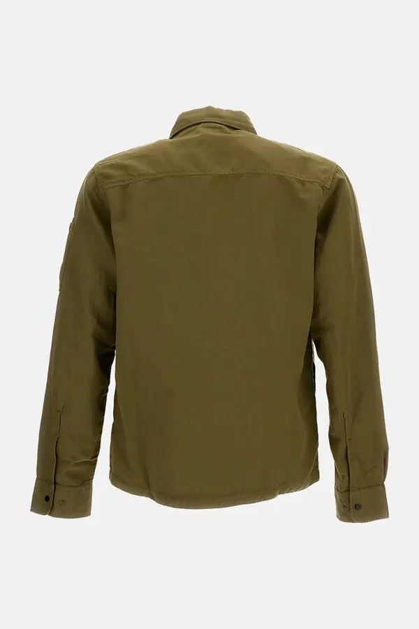 C.P. COMPANY Camicia Over Con Zip In Gabardine Organico - Verde