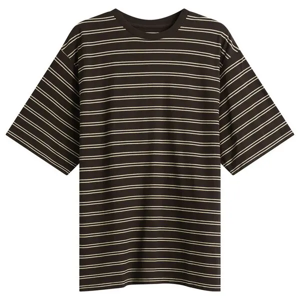 KAPTAIN SUNSHINE Stripe Jersey Short Sleeve T-shirt - Brown Wide Stripe