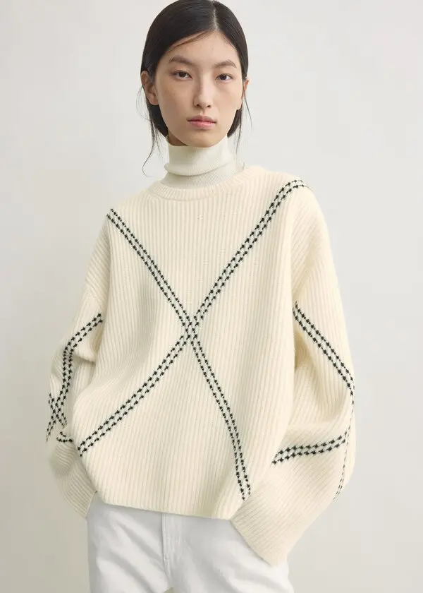 TOTEME Argyle-stitch Cashmere Sweater