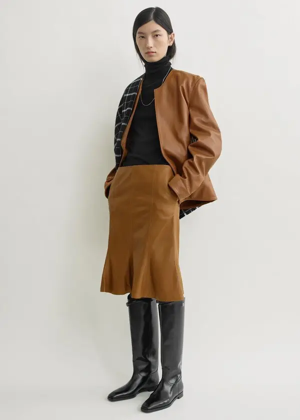 TOTEME Fluted Leather Skirt - Copper