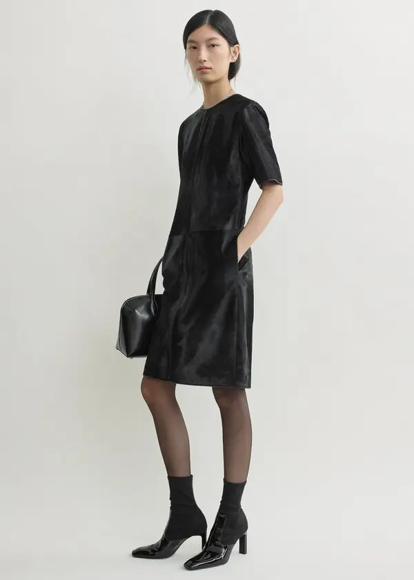 TOTEME Leather T-shirt Dress - Black