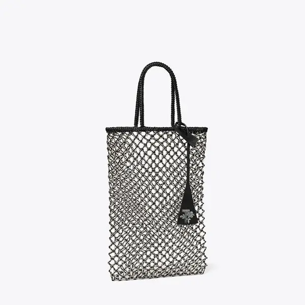 Tory Burch Small Handwoven Chain Mesh Tote - Black/silver