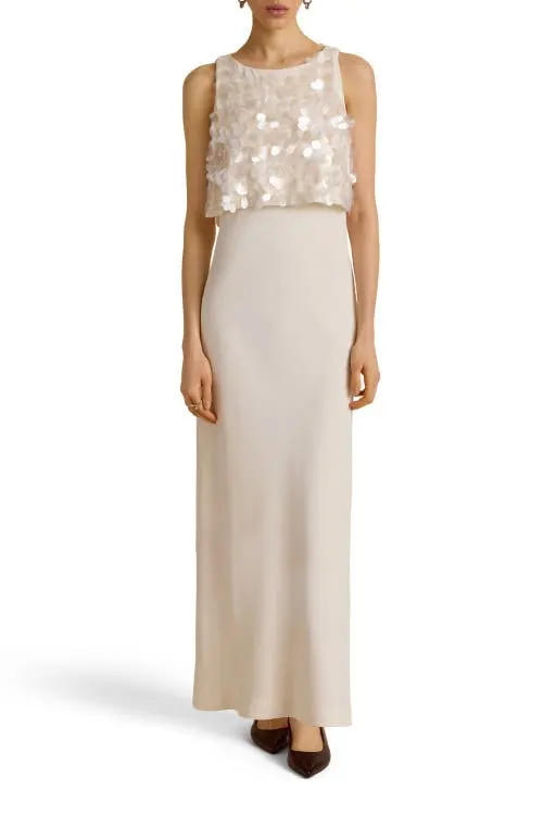 Marina Moscone Bias Dress With Paillette Bodice