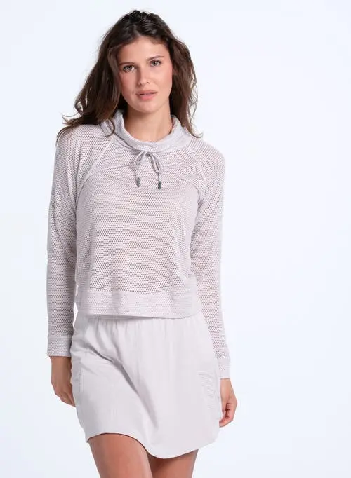 Lucky In Love Mesh Throw Over With Drawstring Neckline - Birch