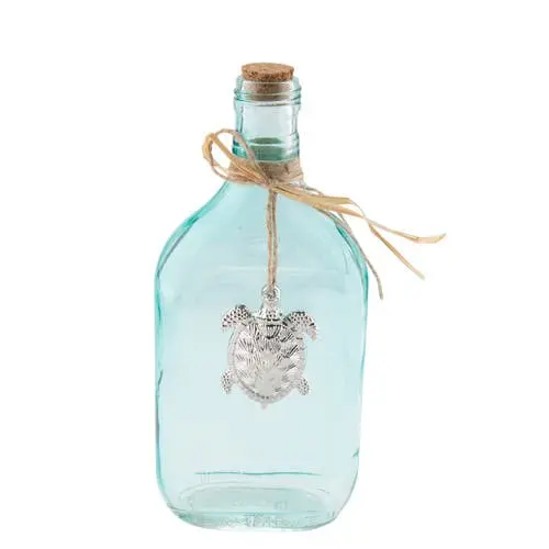 BEACHCOMBERS Bottle With Pewter Turtle - Blue