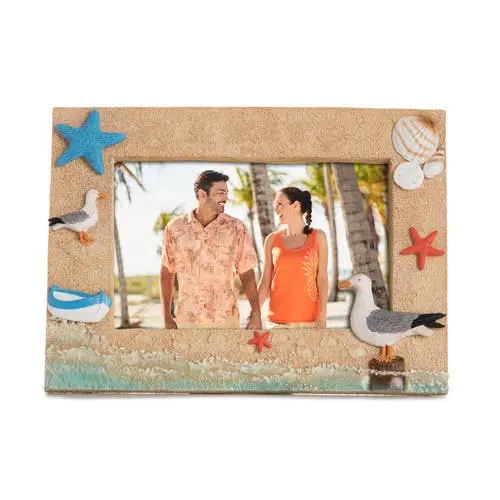 BEACHCOMBERS 4x6 Sand Seagull Picture Frame Photo Frame - Beige