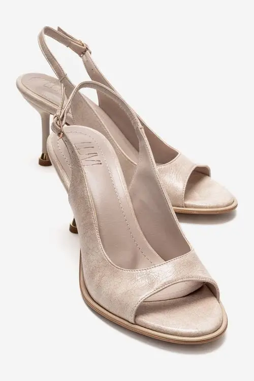 PROLOGUE SHOES Iselin Stiletto Sandal - Beige
