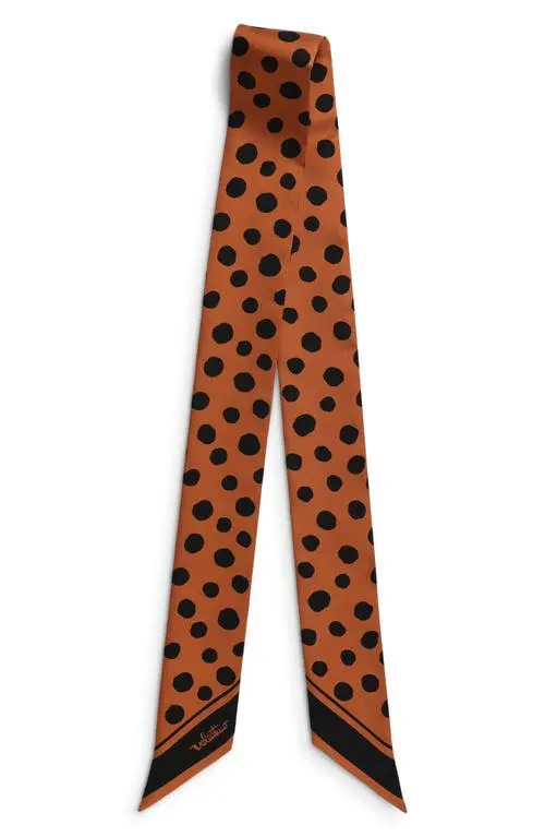 Valentino Garavani Dalmatian Polka Dot Silk Skinny Scarf - Orange