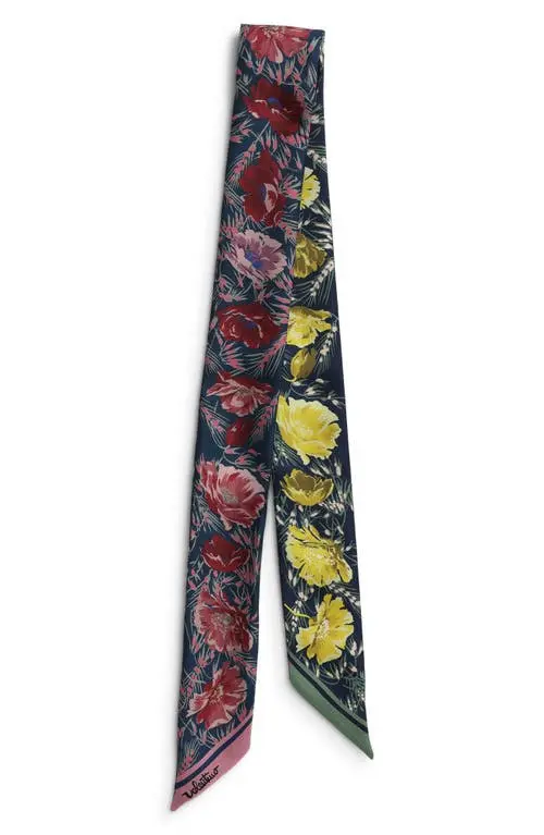 Valentino Garavani Apres L'hiver Poppies Print Reversible Silk Skinny Scarf - Pink Multi